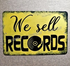 Metal Sign We Sell RECORDS vinyl albums record store day shop music cds ...