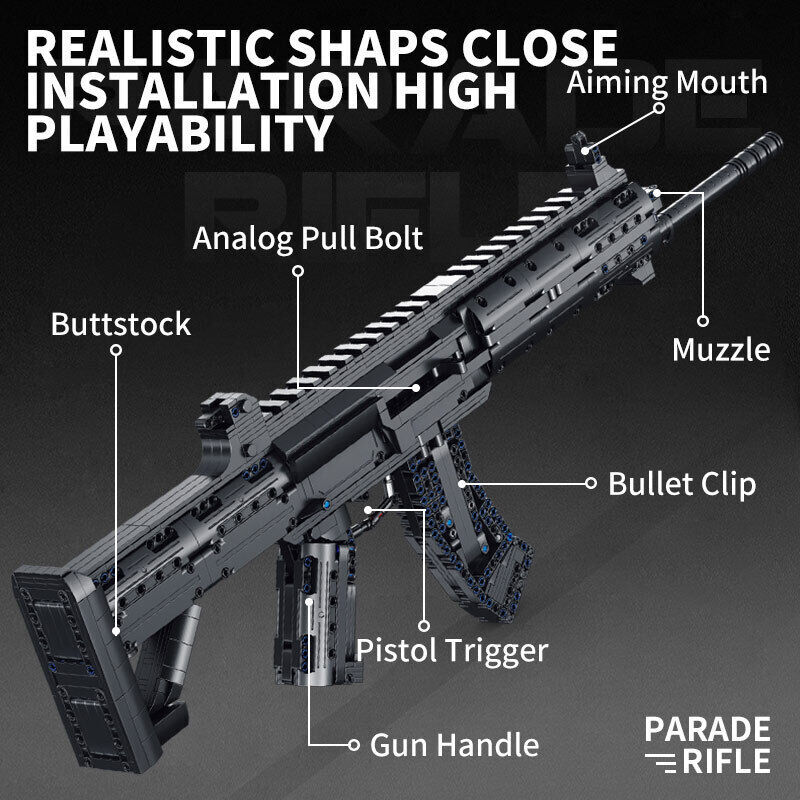 Toy Gift 1352Pcs Model Set 1:1 Chinese Parade Rifle Building Blocks ...