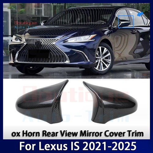 2Pcs For Lexus IS 2021-2025 Carbon Fiber ox Horn Rear View Mirror Cover ...
