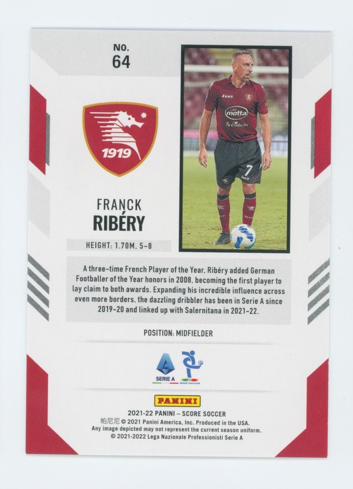 2021-22 Franck Ribery Panini Score Green Lava Foil US Salernitana Card ...