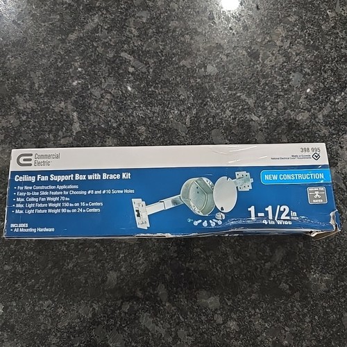 COMMERCIAL ELECTRIC 1 1/2" CEILING FAN SUPPORT BOX WITH BRACE KIT ...