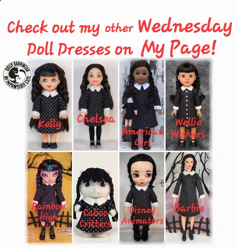 Wednesday Addams American Girl Wellie Wishers Heart For Heart Fit for ...
