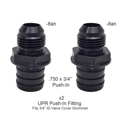 LSX -8 AN PCV Valve Cover fitting to .75 ID grommet Catch Can Breather ...