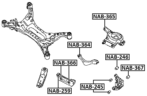 NAB-364 Febest BUSHING, REAR TRANSVERSE ARM 55120-3TA0A, 55135-3TA0A ...