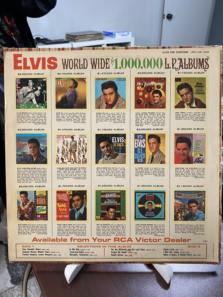ELVIS PRESLEY Vinyl LSP-3450 ELVIS FOR EVERYONE Orange Label Excellent ...