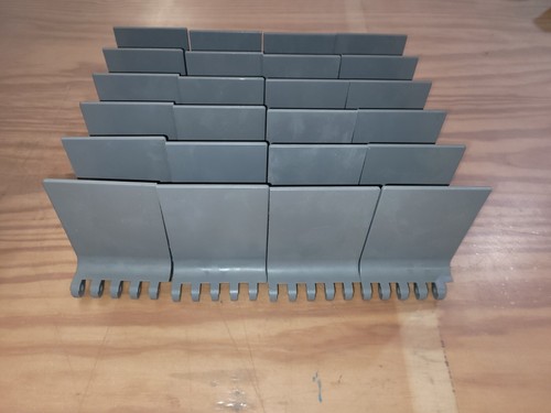 (24) Intralox 800 series Flat top Grey 4" tall x 3-5/16" wide flights ...