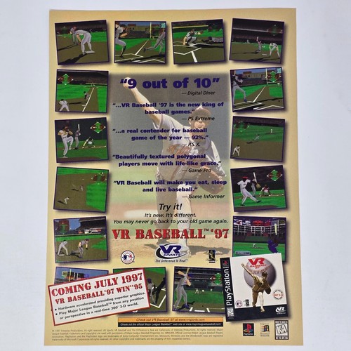 VR Baseball 97 Sony PlayStation 1 PS1 PC Try It Print Ad/Poster Promo ...