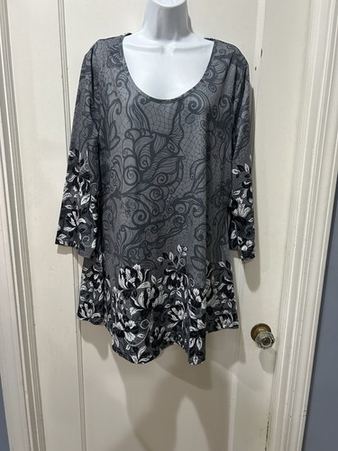 Azalea Firmiana 1X Gray Paisley Pattern Tunic Shirt Boutique Hippie ...