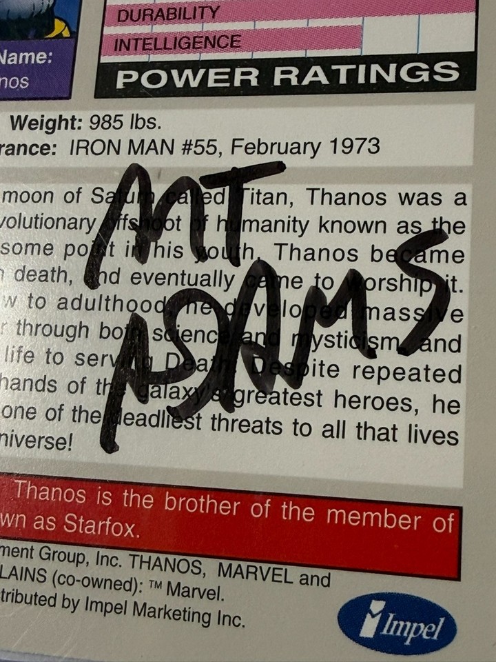1991 Marvel Impel Thanos #85 SIGNED Art Adams Card | eBay