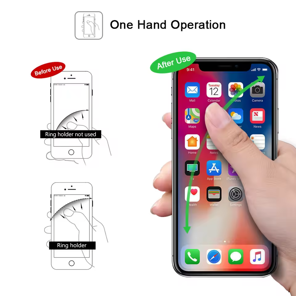 Finger Ring Phone Holder 360° Rotate Bat Stand Mobile Mount for iPhone ...