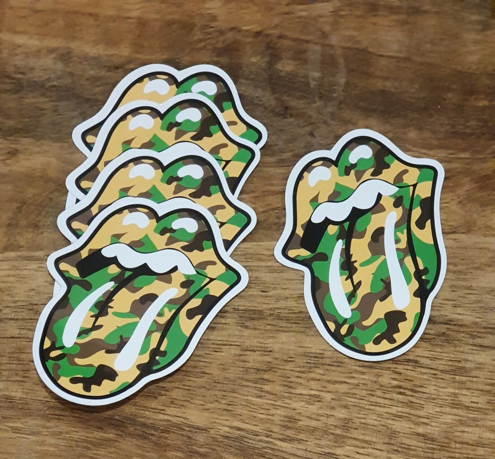 Rolling stones Camo style sticker PACK OF 5 laptop Bumper Decal Band ...