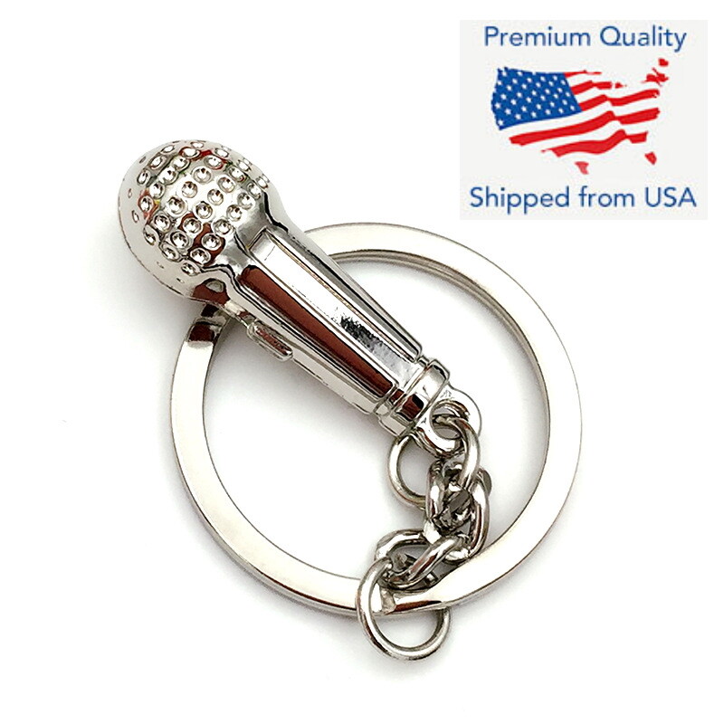 Vintage Hand Microphone Silver Charm Pendant Keychain Key Chain Singer ...