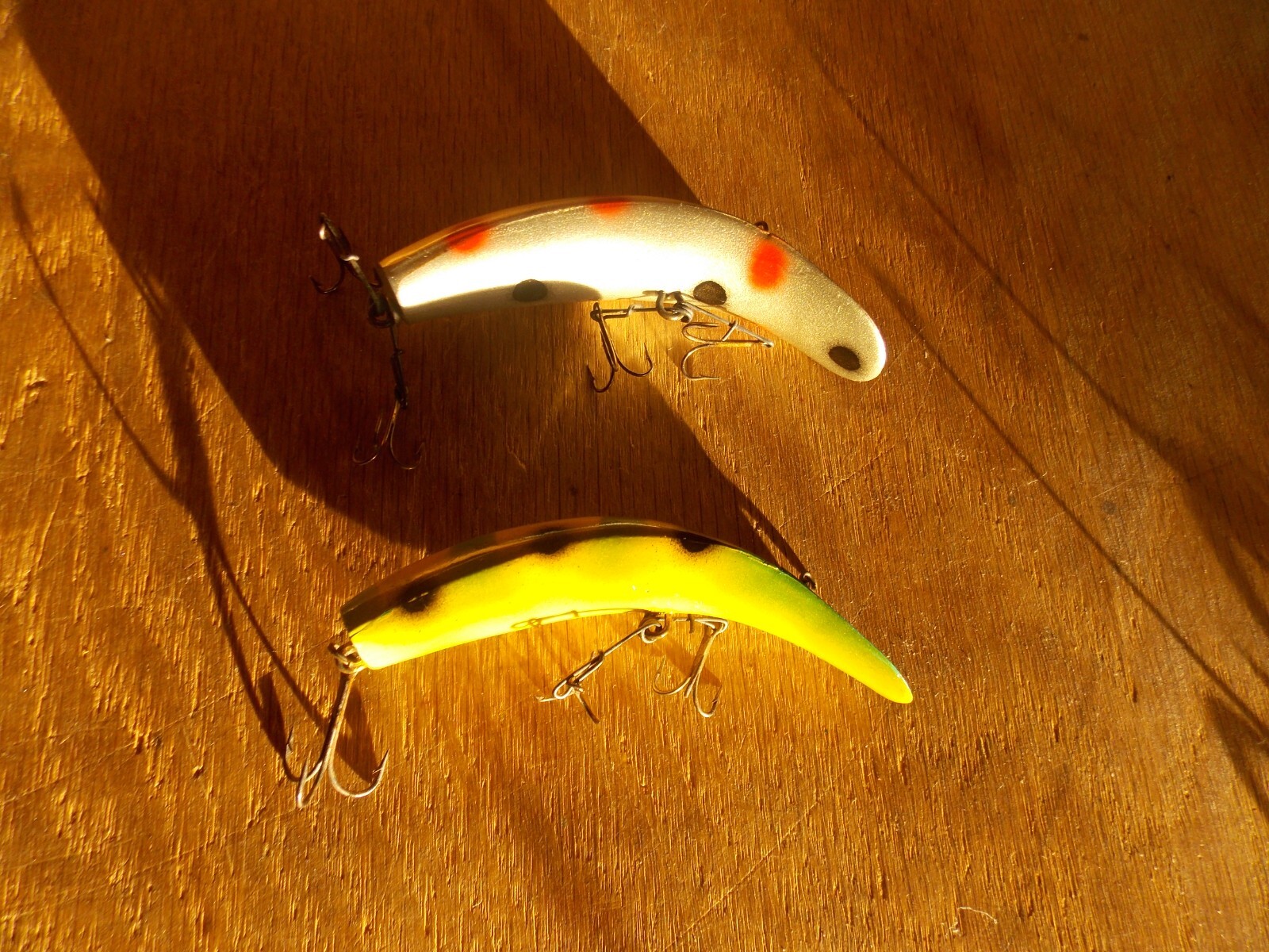 2 Vtg Helin S3 Flatfish Lures Frog & Silver Spotted V-CLEAN Approx 3.50 ...