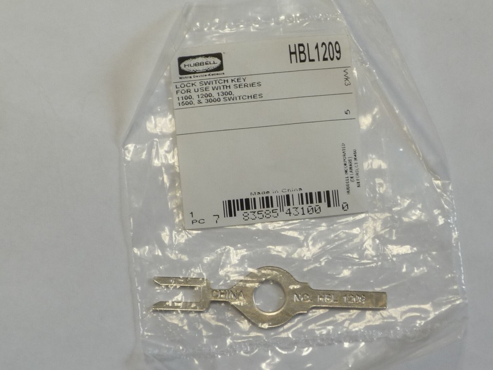 HUBBELL HBL1209 Lock Switch Key For Series 1100, 1200, 1300, 1500 ...