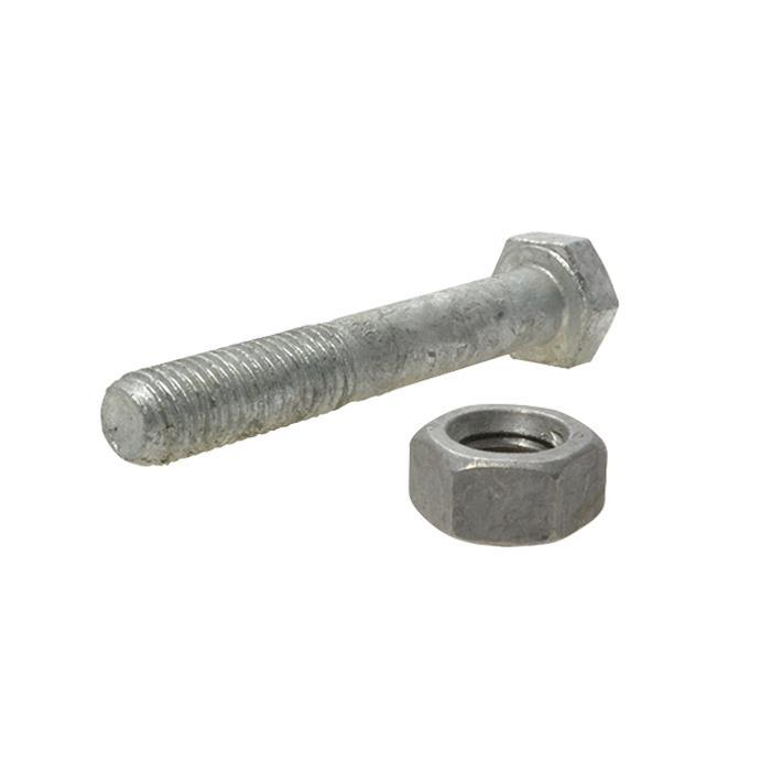 Pack Size 100 Galvanised Hex Bolt & Nut M10 (10mm) x 65mm Metric Coarse ...
