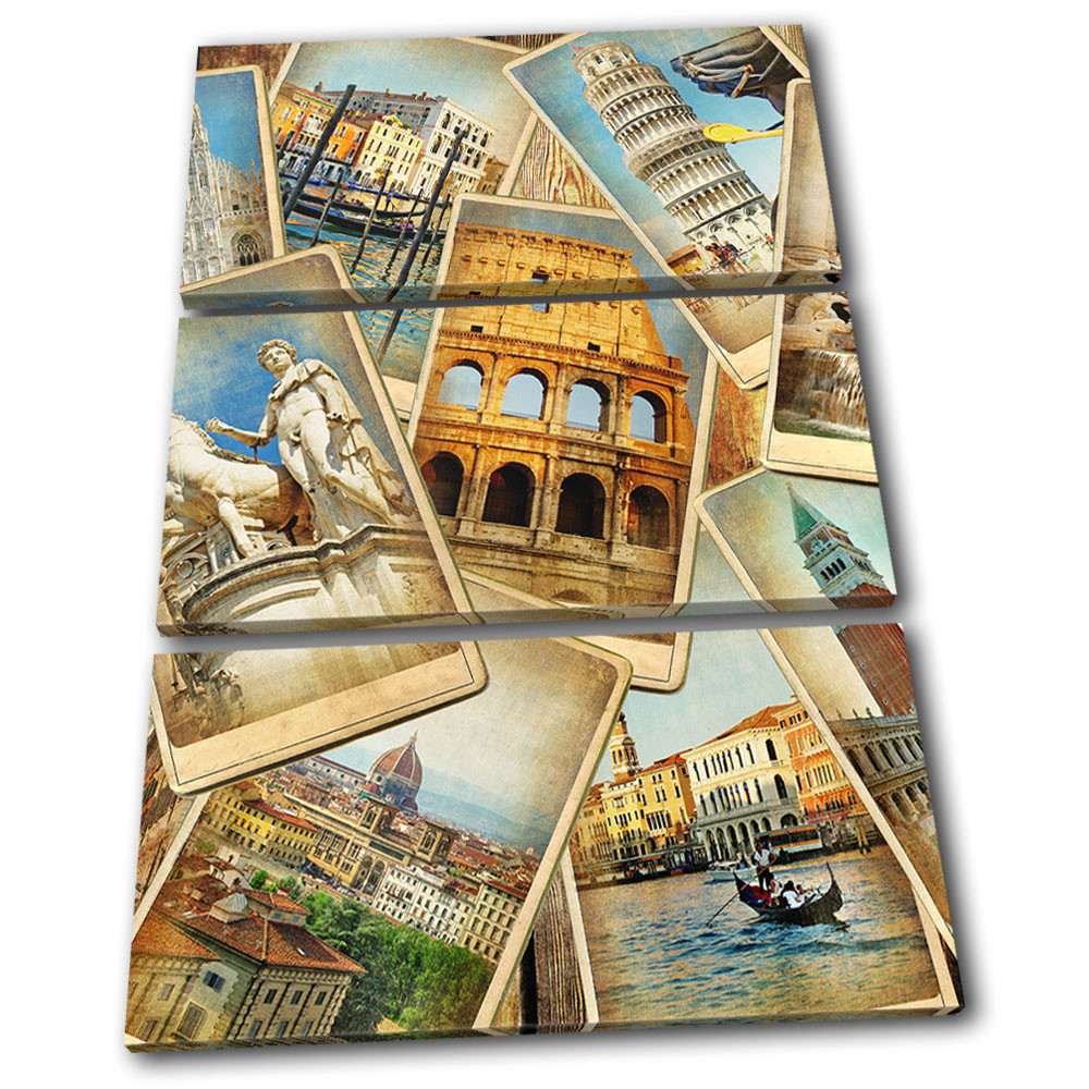 Italy Collage Montage Photographs Vintage TREBLE CANVAS WALL ART ...