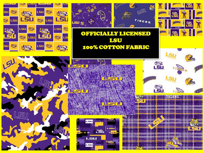 LOUISIANA STATE UNIVERSITY COTTON FABRIC-LSU TIGERS FABRIC-ALL PATTERNS ...