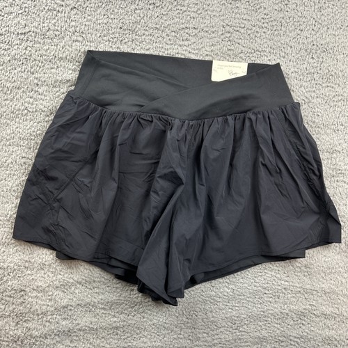 Blogilates Shorts Womens XL Black Crisscross Run Shorts Flowy Pockets ...