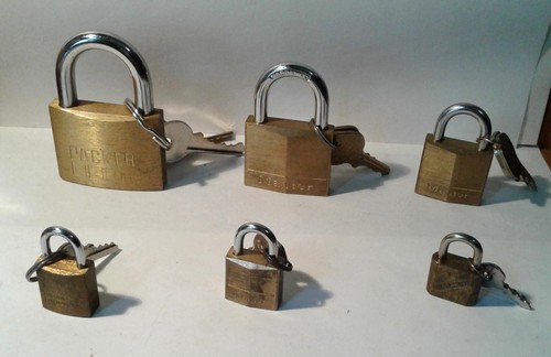 Lot of 6 BRASS Vintage to Modern Padlocks Working With Keys - Packer ...