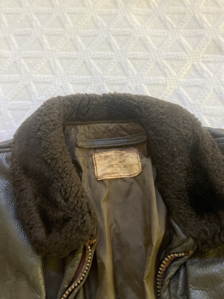 Vintage USN Navy Flight Jacket Type G1 Brill Bros Leather Size 38 Brown ...
