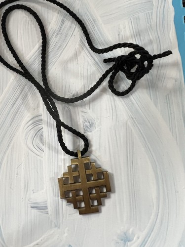 Vintage Terra Sancta Guild TSG Signed Cross Pendant Necklace, black ...