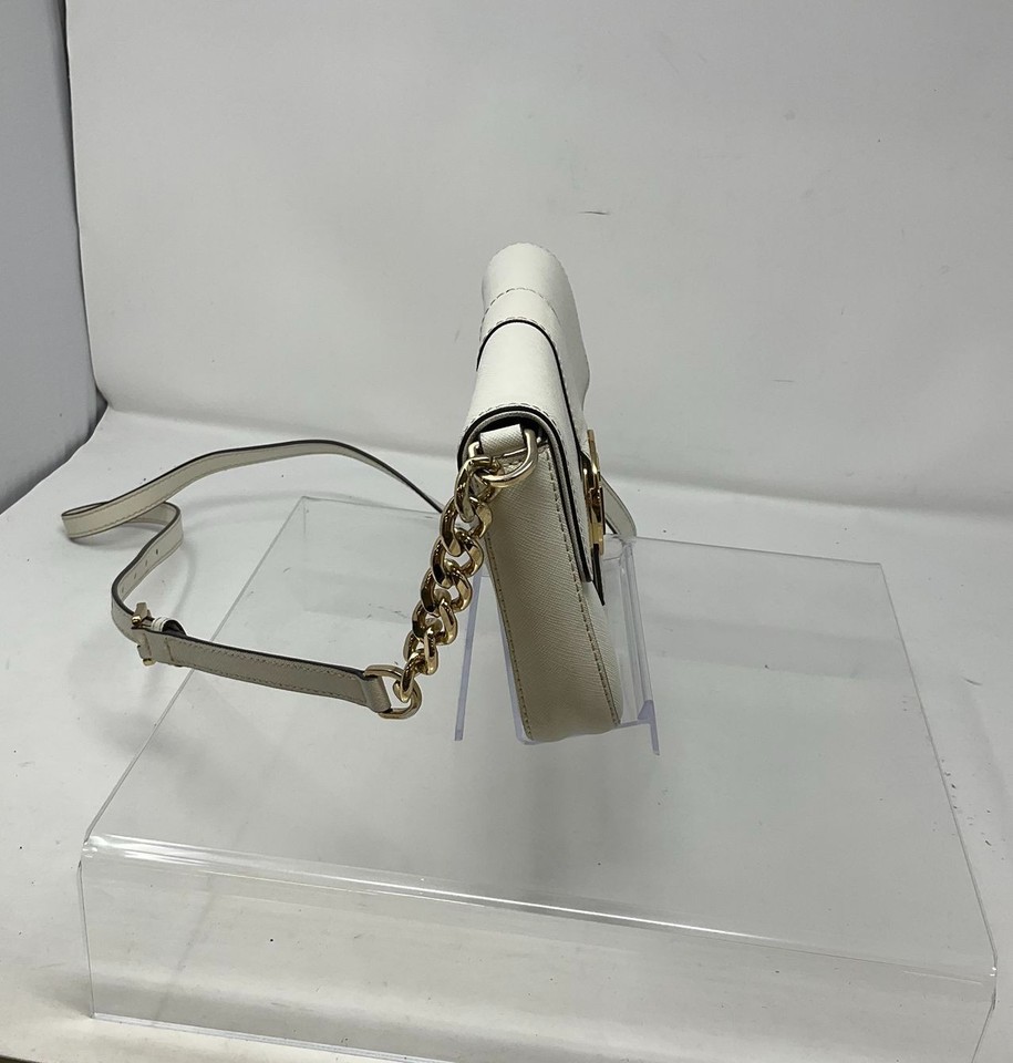 MICHAEL Michael Kors White Saffiano Leather Chain Link Crossbody Bag | eBay