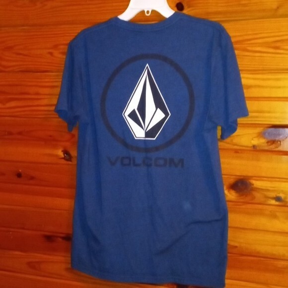 Volcom Shirt Adult Medium Blue Black Stone Spell Out Logo Cotton Casual ...