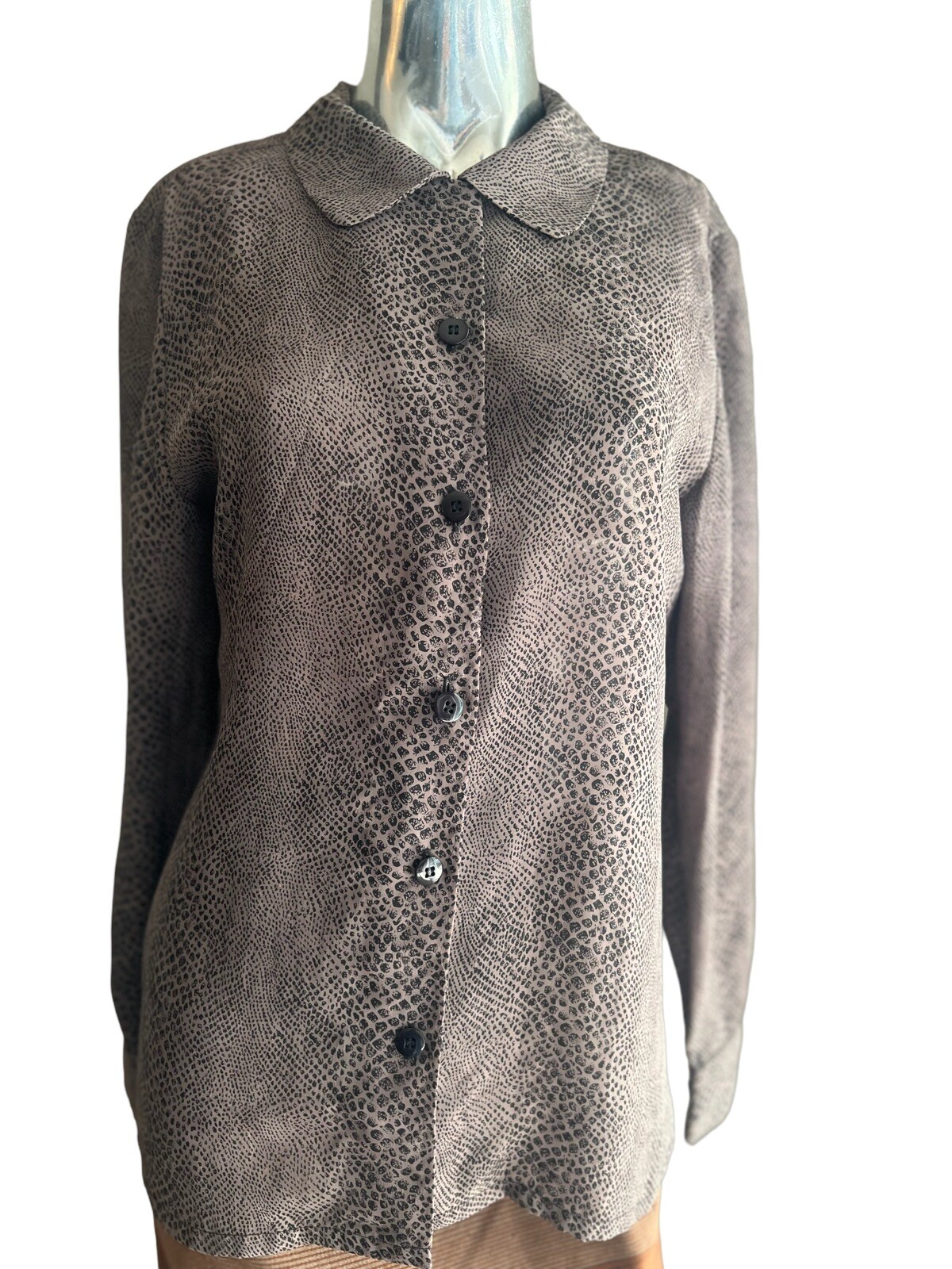 Pat Argenti Womans Brown Animal Skin Button Up Shirt … - Gem