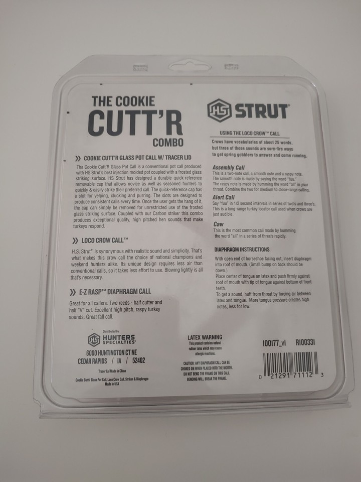 STRUT THE COOKIE CUTT'R COMBO POT CALL MOUTH CALL CROW CALL TURKEY CALL ...