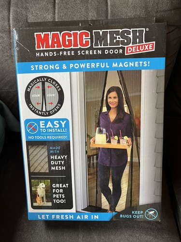 Magic Mesh Deluxe Hands Free Magnetic Screen Door 39"x83" - Black ...