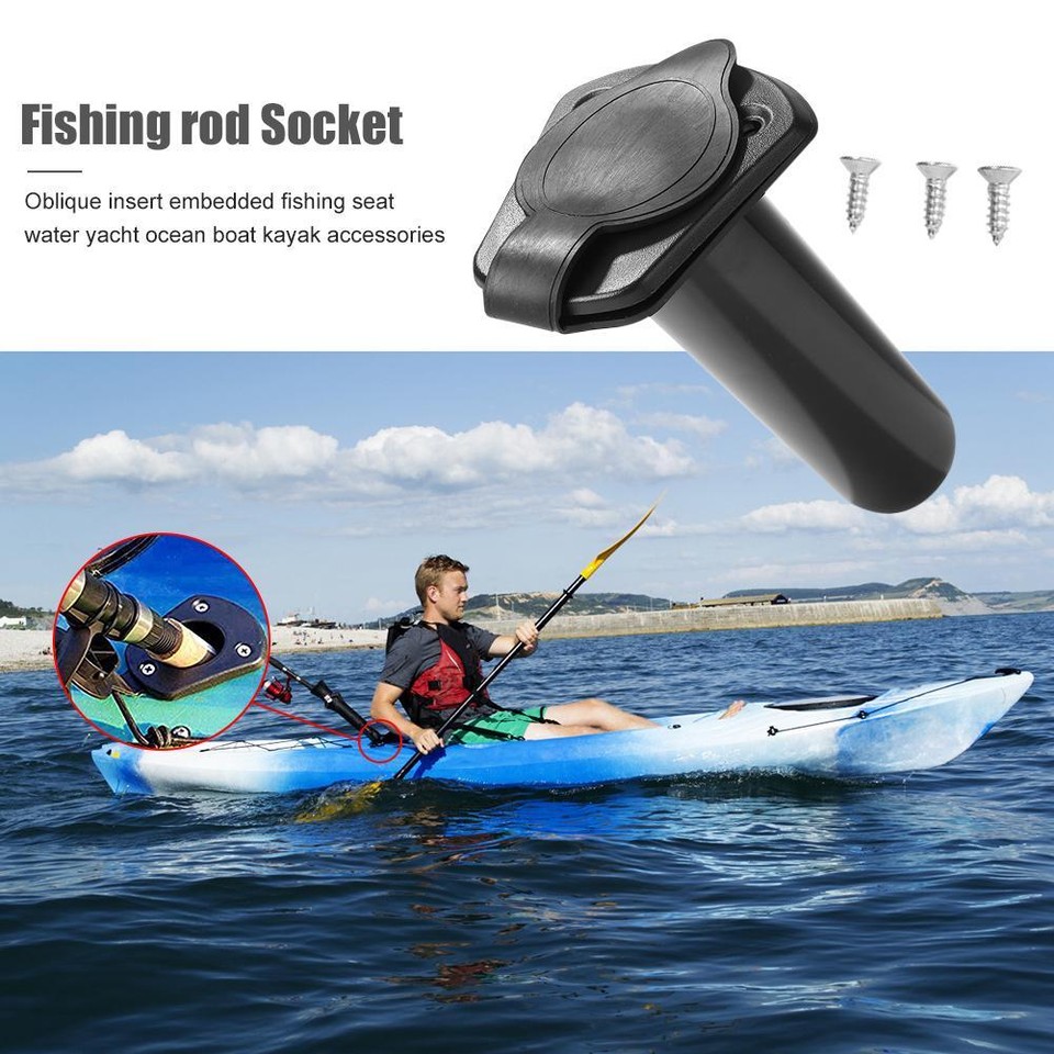 NEW Kayak Bracket Mount Fishing Rod Holder Insert Socket Boat Canoe ...