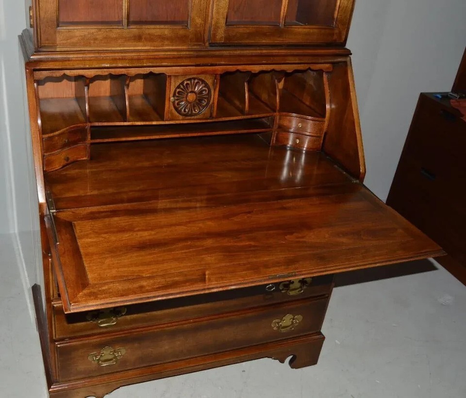 Statton John Hancock Style Cherry Secretary Desk W Bookcase Maryland ...