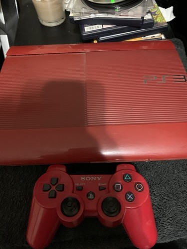 PlayStation 3 PS3 Super Slim 500GB Red Console w/ Controller God of War ...
