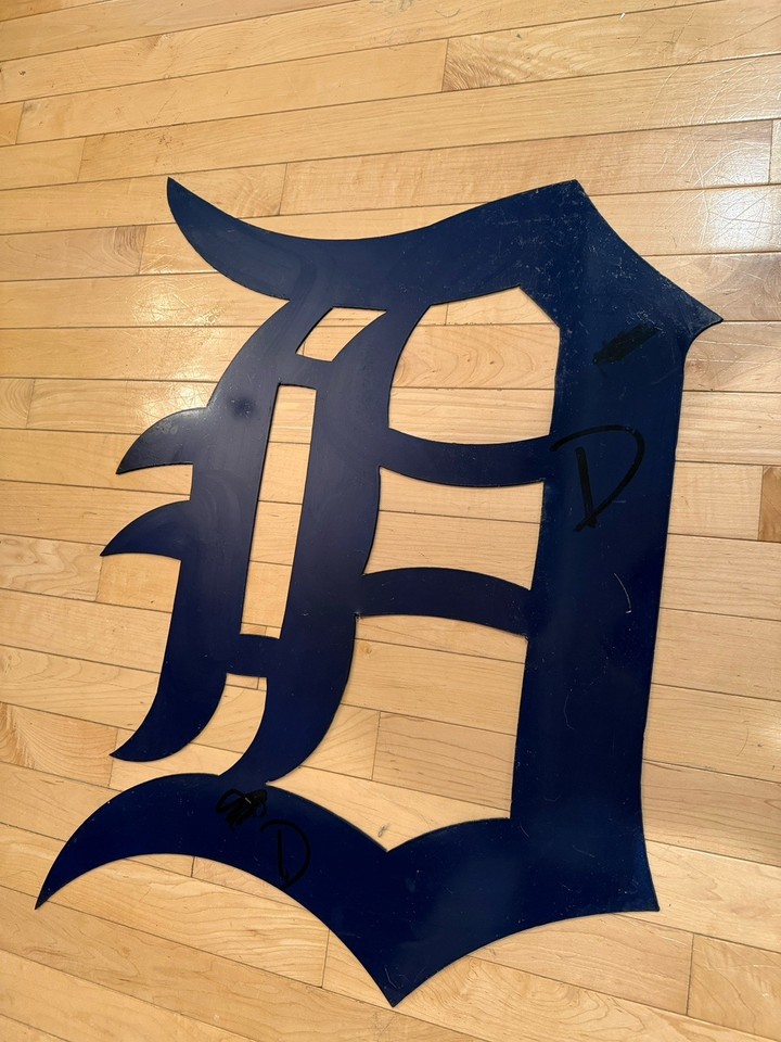 💙RARE Detroit Tigers HUGE 28" Metal Heavy Old English D Logo Sign MLB ...