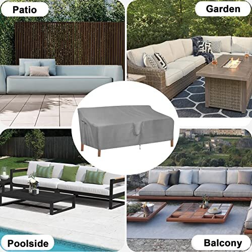 Outdoor Waterproof Patio 4-Seater Couch Cover - UV Resistant Patio Sofa ...