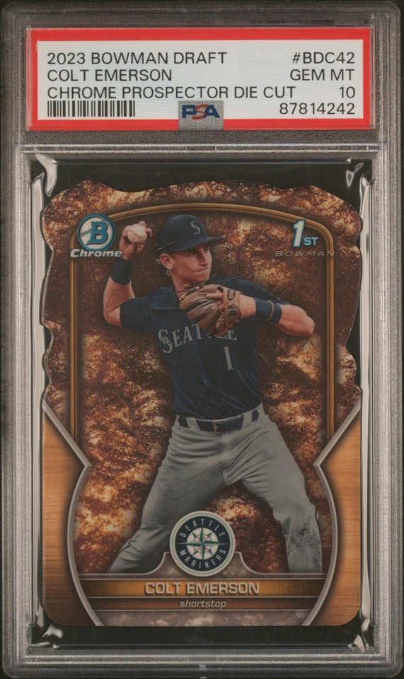 PSA 10 COLT EMERSON 2023 Bowman Chrome PROSPECTOR D/C GOLD NUGGET/49 RC ...