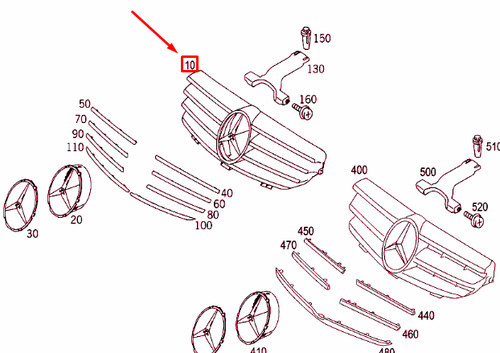 NEW MERCEDES-BENZ CLK C209 RADIATOR GRILLE A20988001239040 OEM | eBay