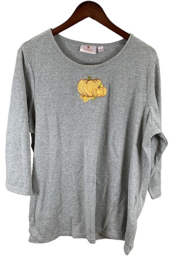 Quacker Factory Fall Fun 3/4 Sleeve T-shirts Sunflower | eBay