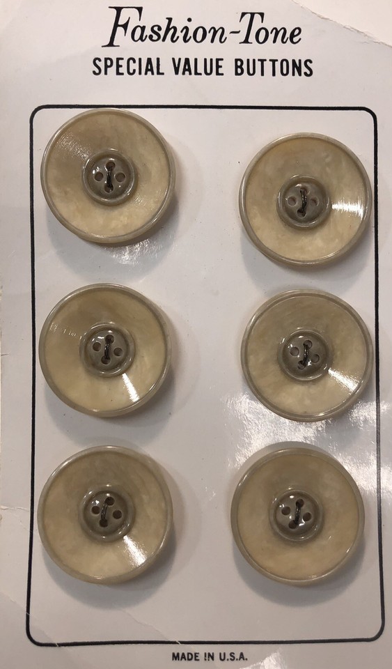 6 Vintage 1” buttons Fashion Tone Special Value, 60s/70s, Beige Tan on ...