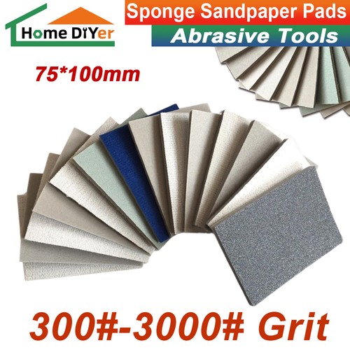 Foam Sanding Block 75*100mm Wet/Dry Abrasive Sandpaper Sponge Pads 300 ...