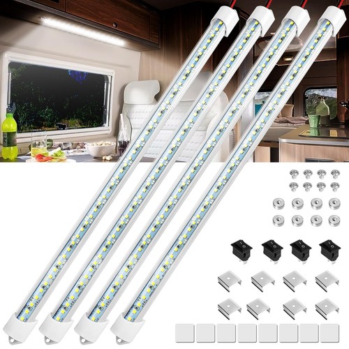 4PCS 12V Interior LED Light Bar Super Bright 6500K 12V LED Light Strip ...