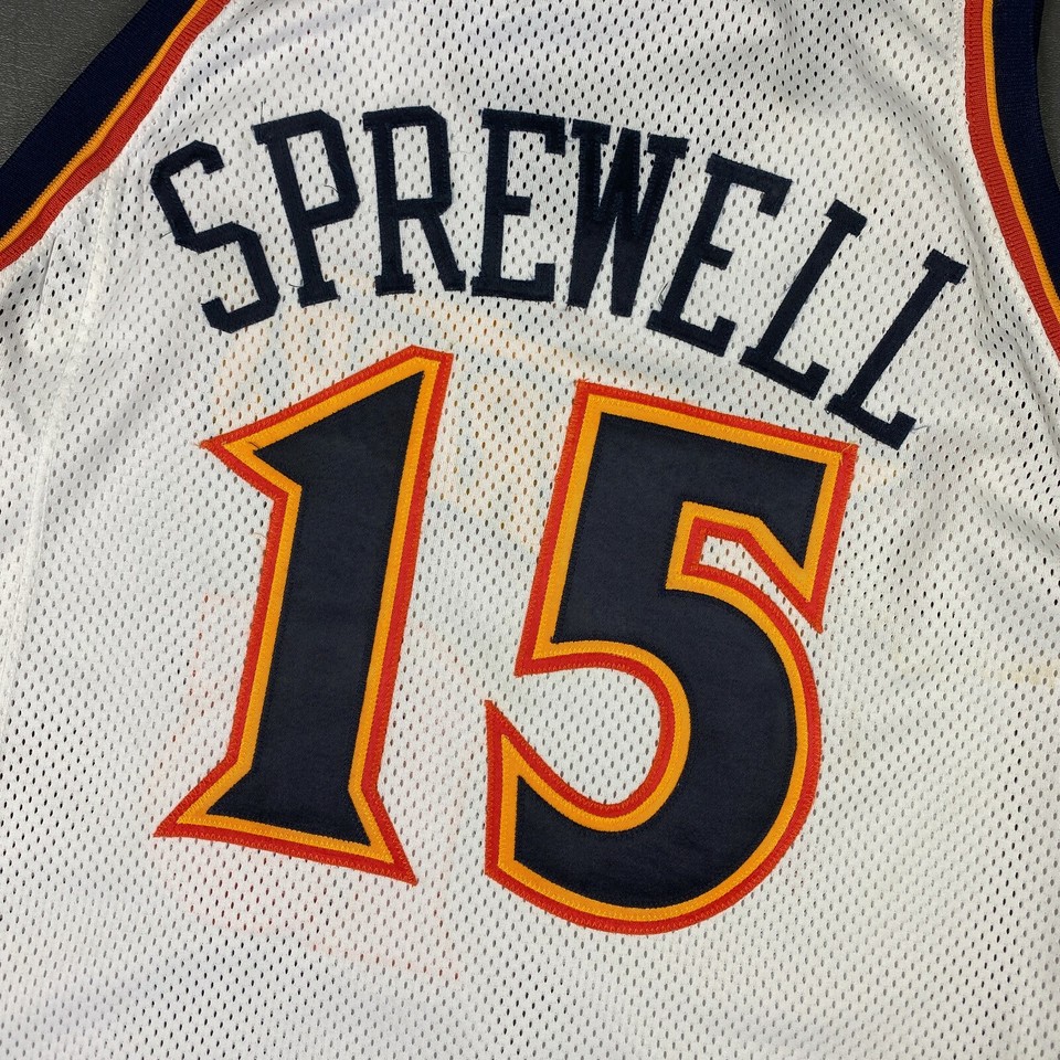 100% Authentic Latrell Sprewell 1997 1998 Warriors Pro Cut Game Jersey ...