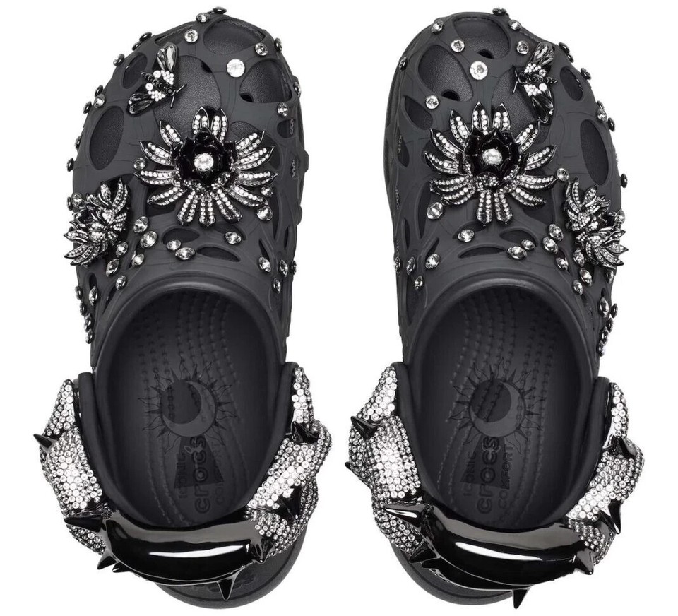 Crocs x Swarovski Platform Bae Clog Crystals Black Collab Size W6 | eBay