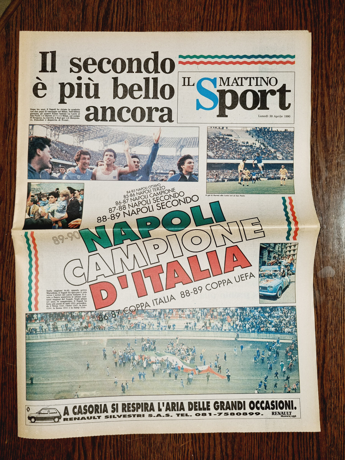 Il Mattino Sport April 30 1990 Napoli Wins 2Nd Scudetto Champion ...
