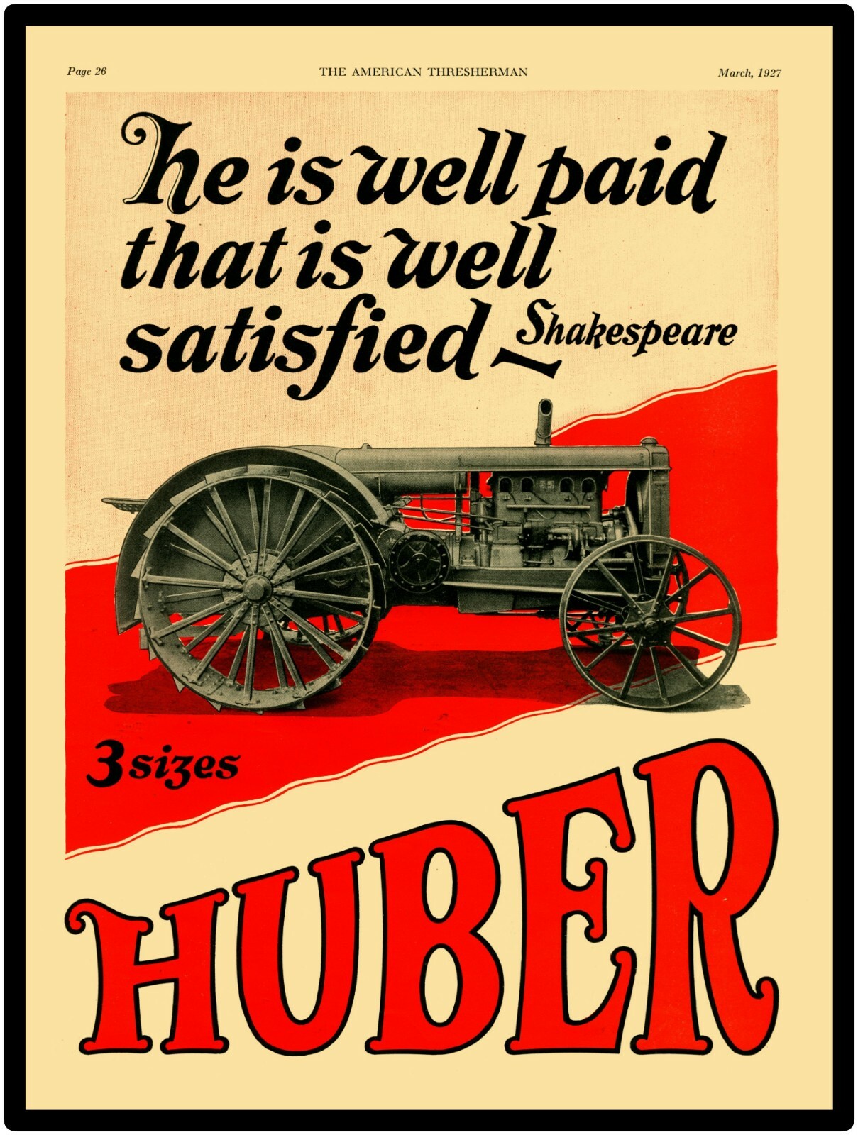 1927 Huber Tractors Vtg. Look 9” x 12” New Metal Sign. Marion, Ohio | eBay