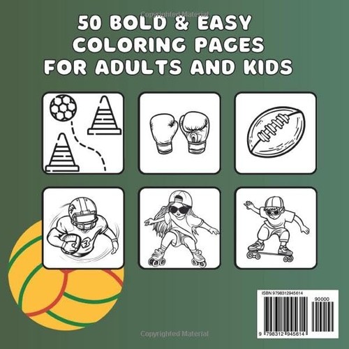 Epic Sports Bold & Easy Coloring Book: 50 cute coloring pages for ...