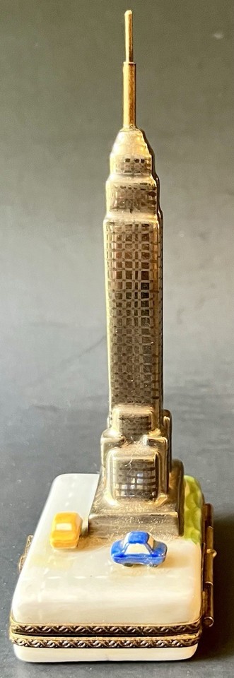 Vtg Limoges Pill Trinket Box Empire State Building NY France Peint Main ...
