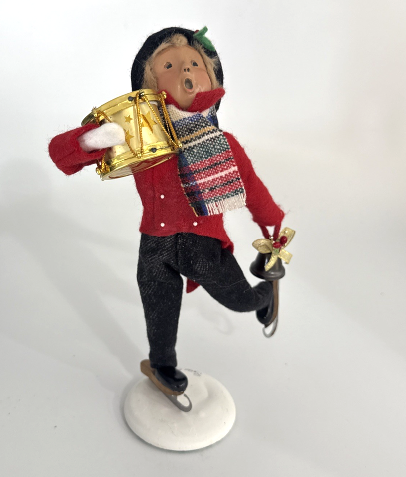 Vintage Byers Choice Carolers The Skaters 1994 Boy with Scarf Drum 68/ ...