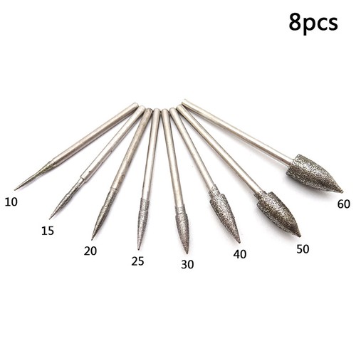 8* diamond grinding head polishing needle bits burrs metal stone ...