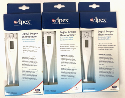 3 Pack APEX Digital Beeper Thermometers Safe Fast Oral Rectal or ...